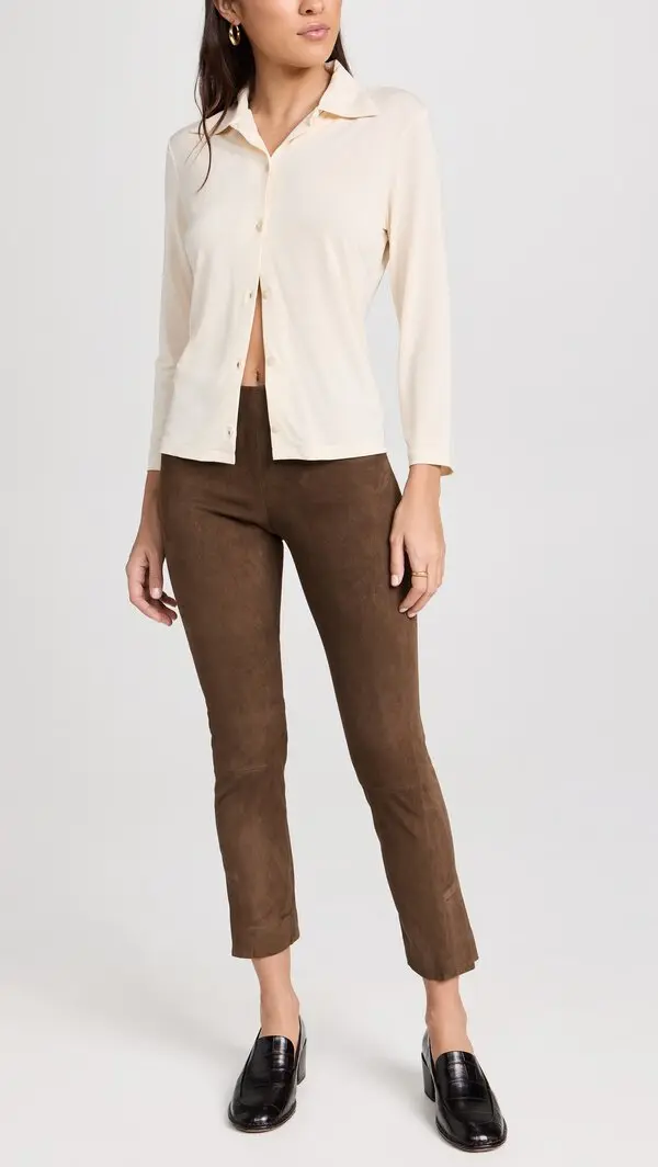 Vince Stretch Suede Split Hem Crop Leggings