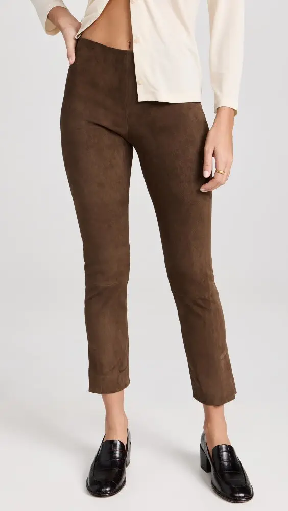 Vince Stretch Suede Split Hem Crop Leggings