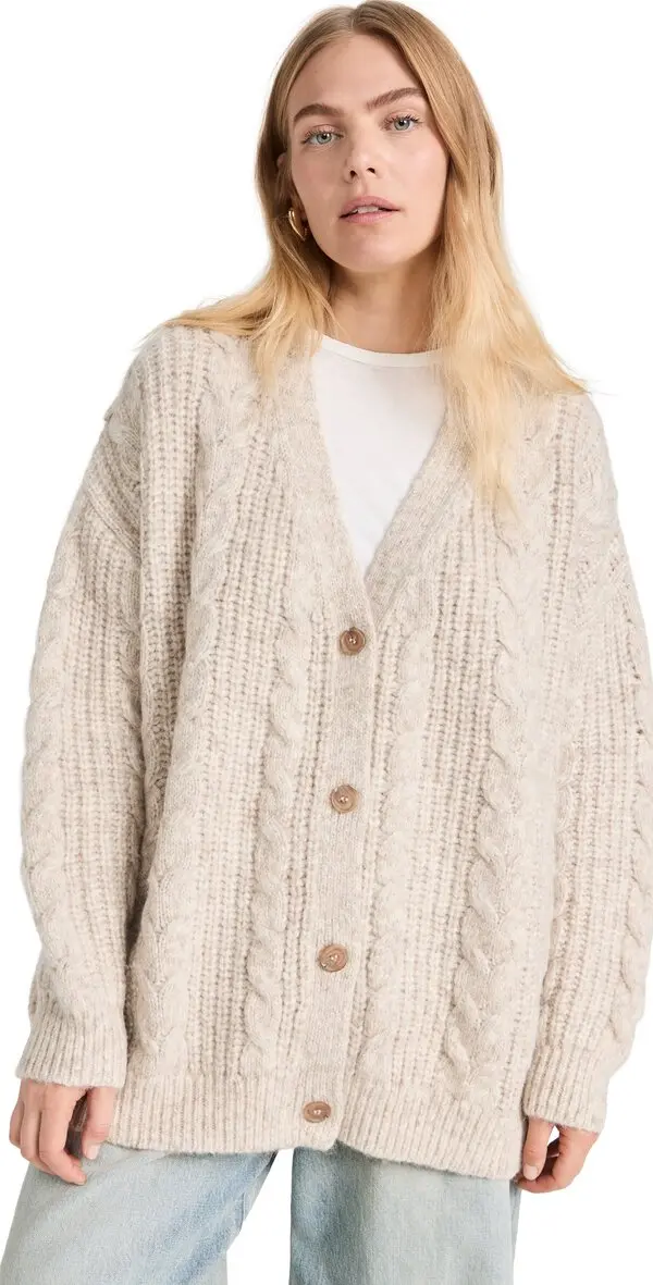 Jenni Kayne Cable Cocoon Cardigan In Oatmeal 50% Off Editorialist