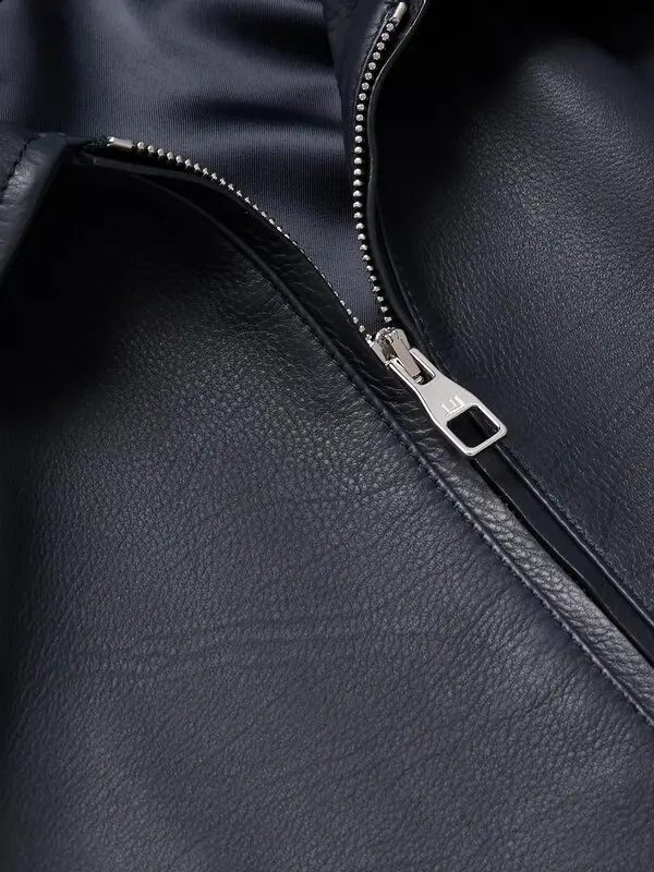 Dunhill Leather Blouson Jacket In Blue - 50% Off | Editorialist