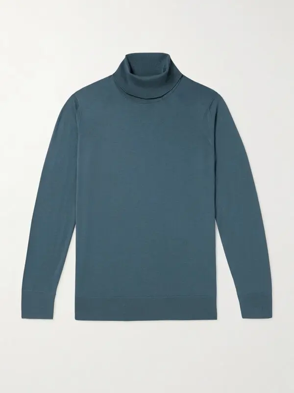 Loro Piana Wish® Virgin Wool Rollneck Sweater - Blue