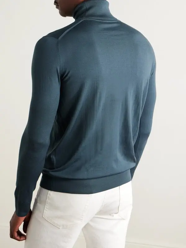 Loro Piana Wish® Virgin Wool Rollneck Sweater - Blue