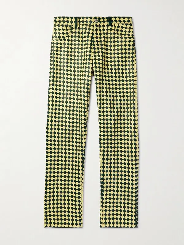 Bottega Veneta Straight-leg Intrecciato Leather Trousers - Green