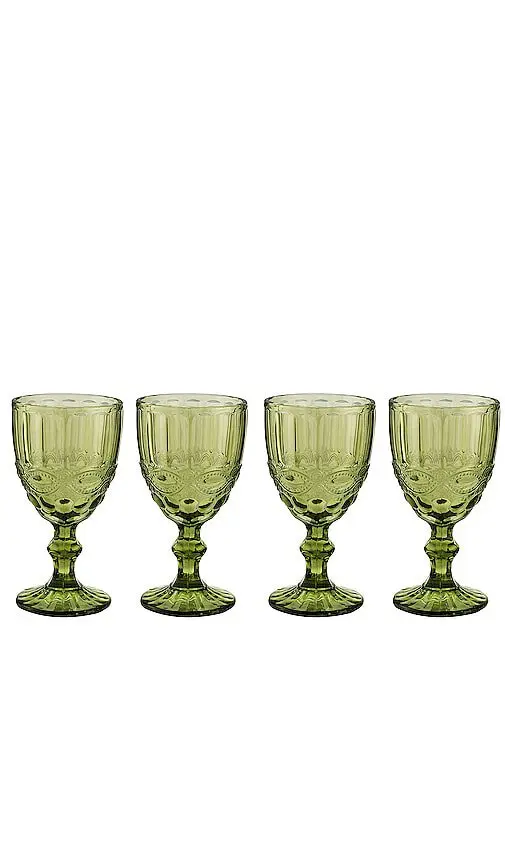 CHEFANIE Green Stem Glasses Set Of 4 In Green - N,a