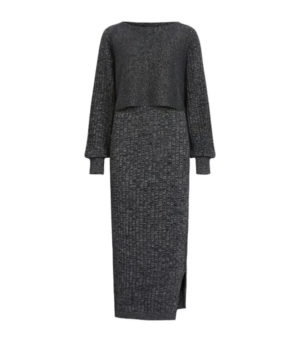 knee length dresses for ladies Kindred Bravely Olivia Ribbed Bamboo 2-in-1 Maternity & Nursing Dress S / Lavender Mist