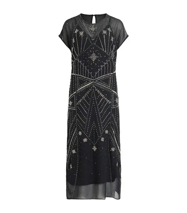 ALLSAINTS Embellished Etta Midi Dress
