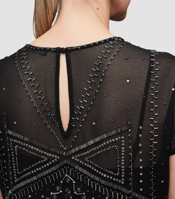 ALLSAINTS Embellished Etta Midi Dress