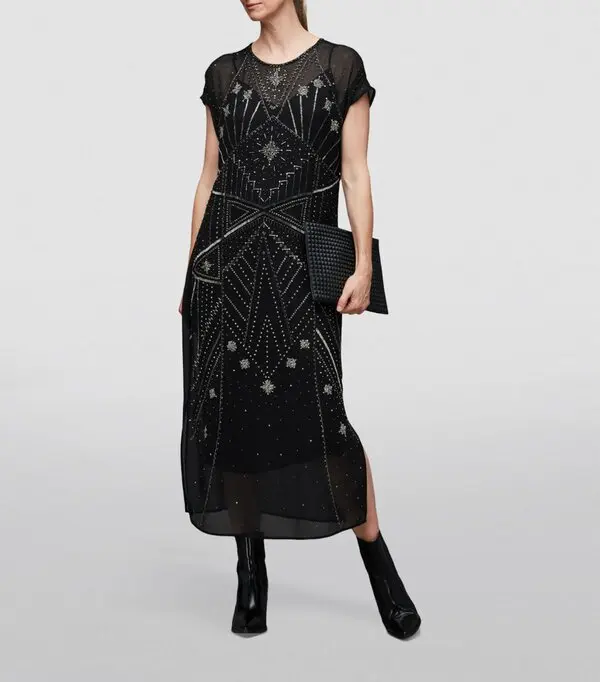 ALLSAINTS Embellished Etta Midi Dress