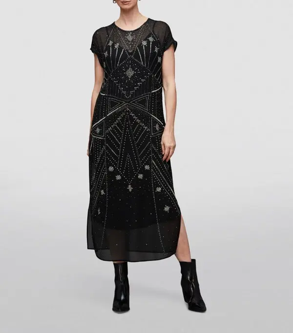 ALLSAINTS Embellished Etta Midi Dress
