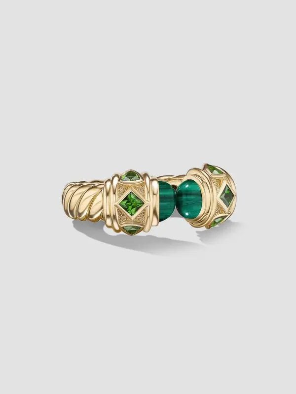 David Yurman Renaissance Color Ring In 18k Yellow Gold - Malachite