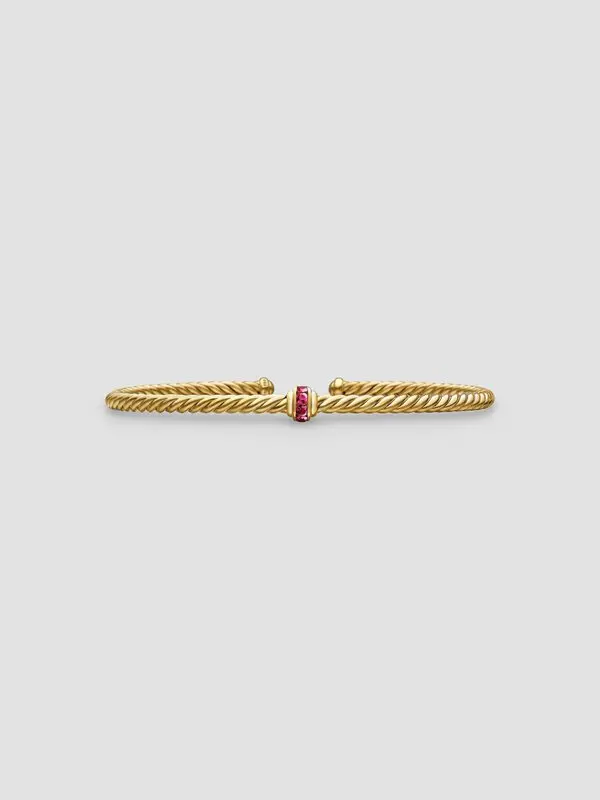 David Yurman Cable Classics Center Station Bracelet In 18k Yellow Gold - Ruby