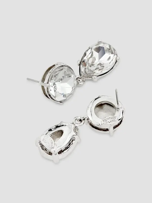 KENNETH JAY LANE Rhodium-plated & Glass Drop Earrings