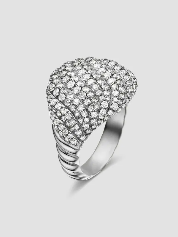 David Yurman Sculpted Cable Pinky Ring In 18k White Gold