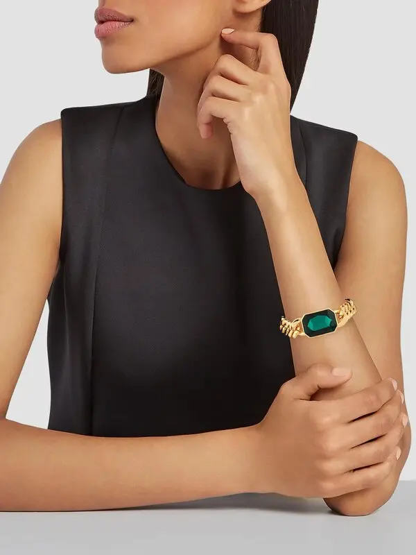 KENNETH JAY LANE 14k -plated & Faux Emerald Toggle Bracelet