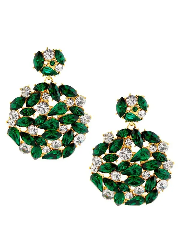 KENNETH JAY LANE Goldtone & Glass Crystal Drop Earrings - Emerald