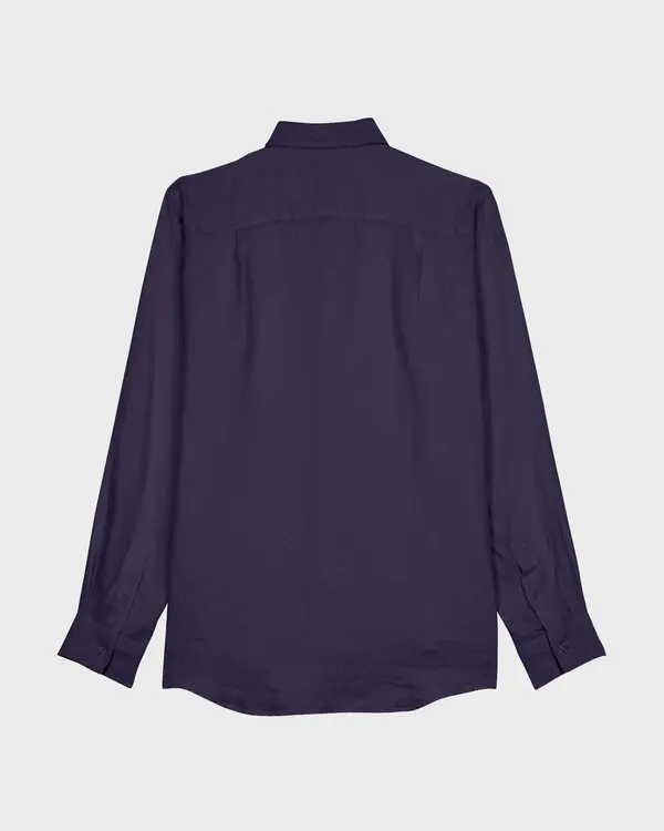 Vilebrequin Linen Shirt Solid Shirt Caroubis - Blue