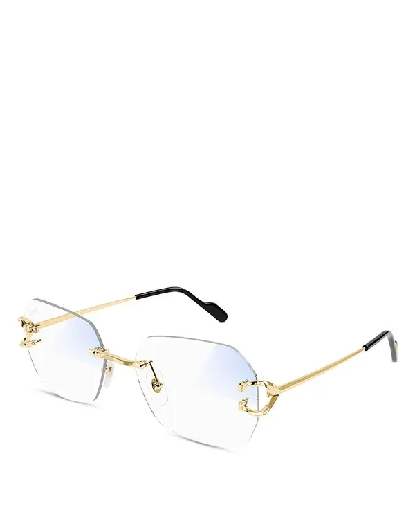 CARTIER C Decor Rectangular Glasses - Gold/clear