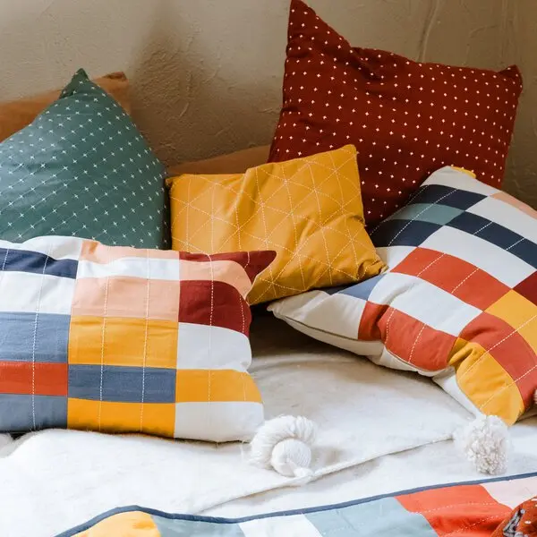 ANCHAL Check Lumbar Pillow