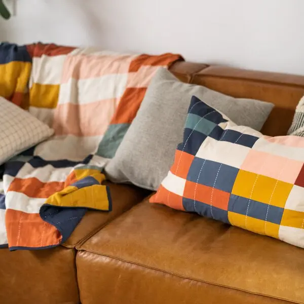 ANCHAL Check Lumbar Pillow