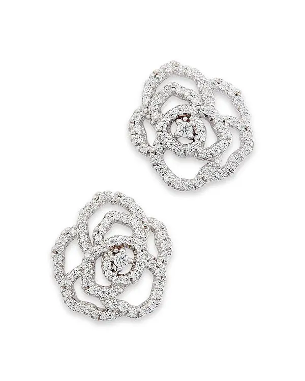 Bloomingdale'S Diamond Rose Flower Stud Earrings - White