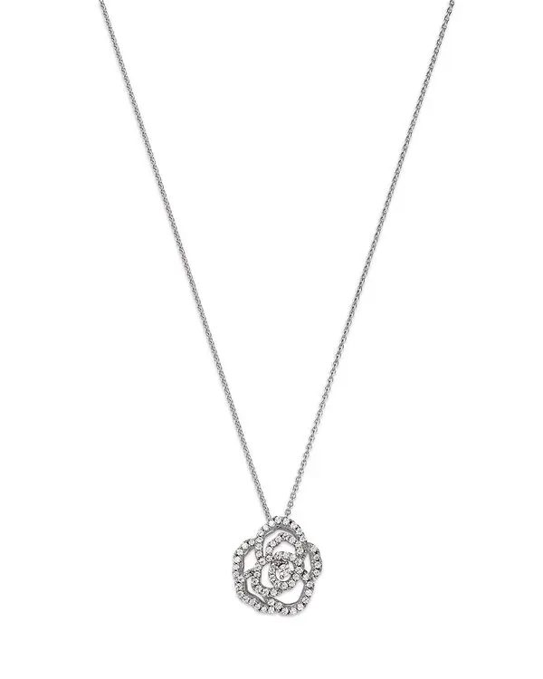 Bloomingdale'S Diamond Rose Pendant Necklace - White