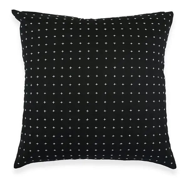 ANCHAL Cross-stitch Throw Pillow - Black