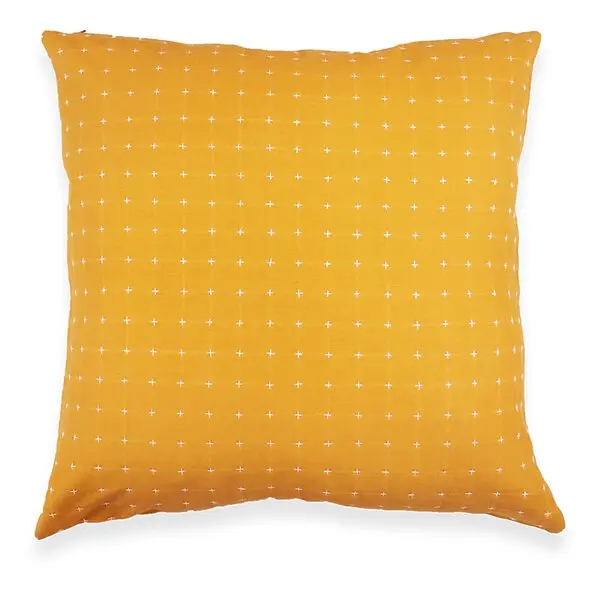 ANCHAL Cross-stitch Throw Pillow - Yellow