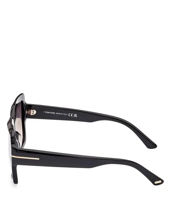 TOM FORD Square Sunglasses, 54mm - Black/gray Gradient