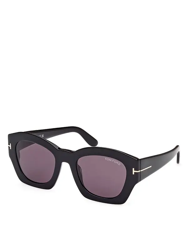 TOM FORD Geometric Sunglasses, 52mm - Black/gray Solid