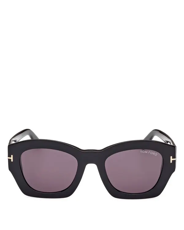 TOM FORD Geometric Sunglasses, 52mm - Black/gray Solid
