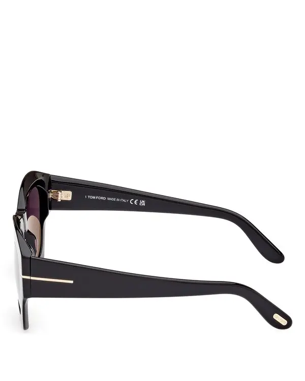 TOM FORD Geometric Sunglasses, 52mm - Black/gray Solid