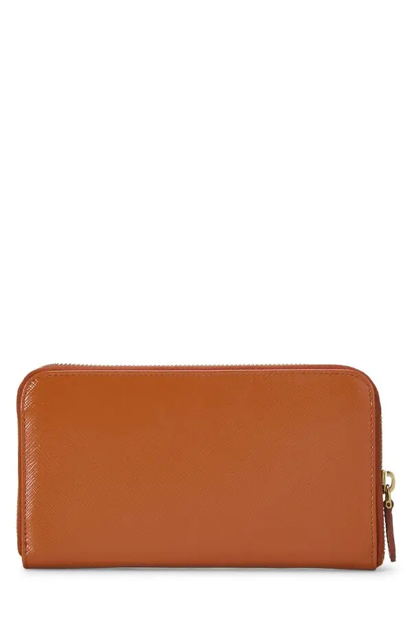 Prada Saffiano Zip Around Wallet - Orange