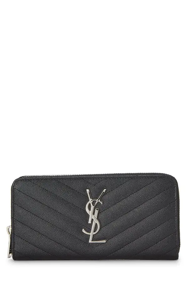 Saint Laurent Grainy Leather Zip Around Wallet
