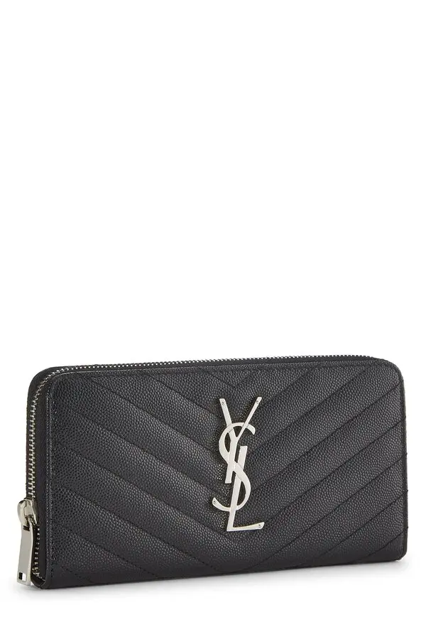 Saint Laurent Grainy Leather Zip Around Wallet