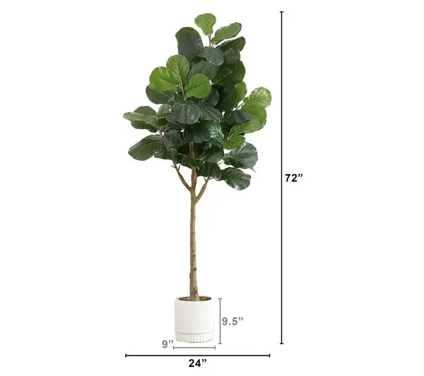 NEARLY NATURAL 6' Artificial Fiddle Leaf Fig Tr Ee In Planter