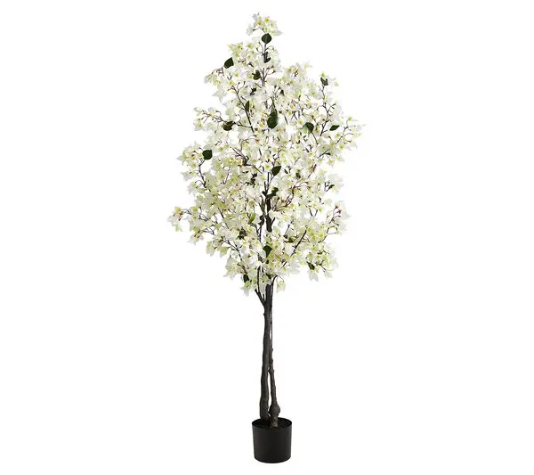 NEARLY NATURAL 6' Artificial Bougainvillea Tree With Planter - One-color