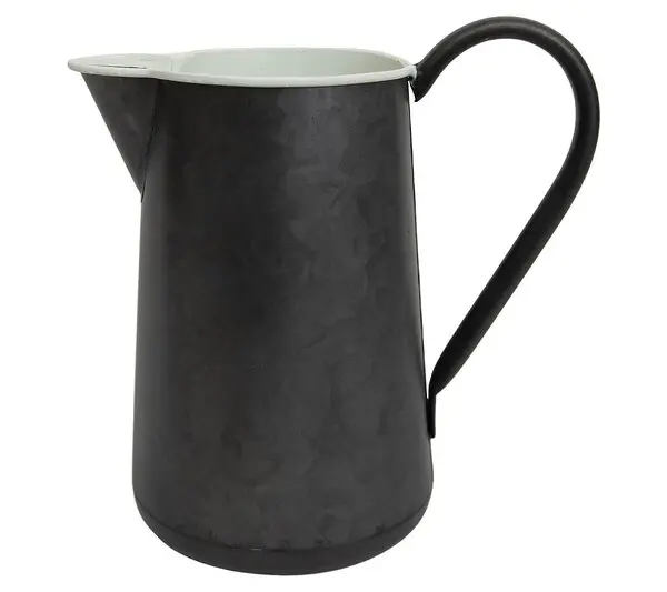 FORESIDE HOME & GARDEN Black Pitcher Vase, White Interior