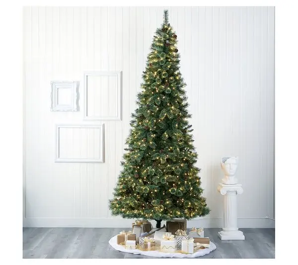 NEARLY NATURAL 10' White Mountain Pine Faux Chr Istmas Tree - One-color