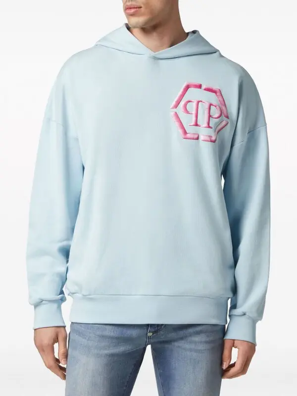 Philipp Plein Embroidered Cotton Hoodie - Blue