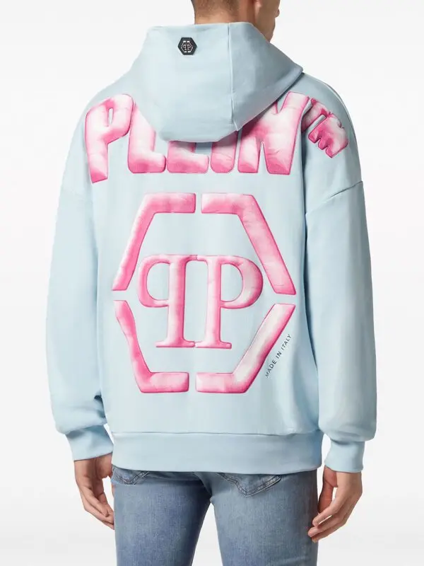 Philipp Plein Embroidered Cotton Hoodie - Blue