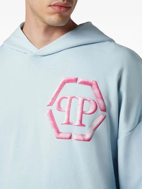 Philipp Plein Embroidered Cotton Hoodie - Blue