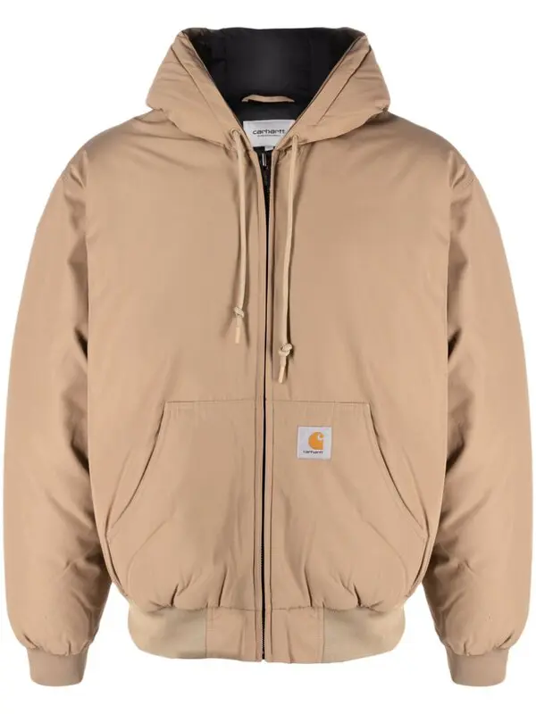Carhartt Work In Progress Active Logo-appliqué Hooded Jacket - Neutrals