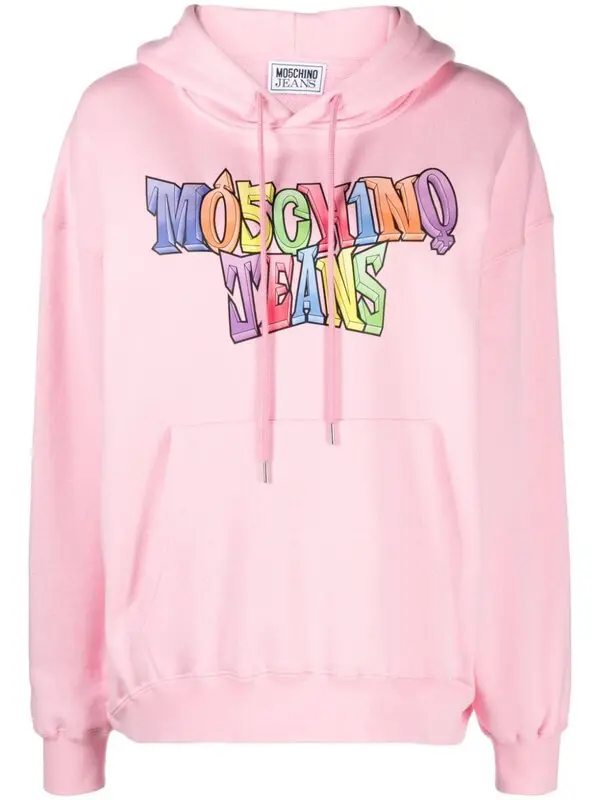 Moschino Logo-print Cotton Hoodie - Pink