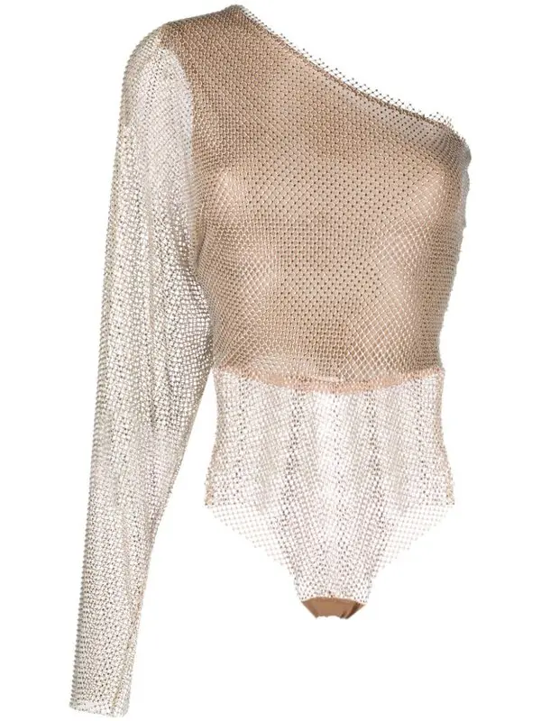 GENNY Rhinestone-mesh Bodysuit
