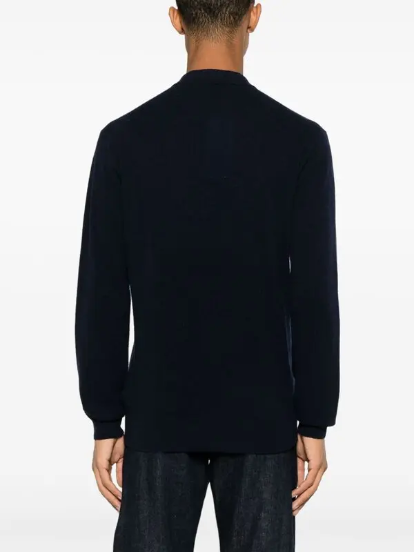 Orlebar Brown Bruno Longsleeved Cashmere Polo Shirt - Blue