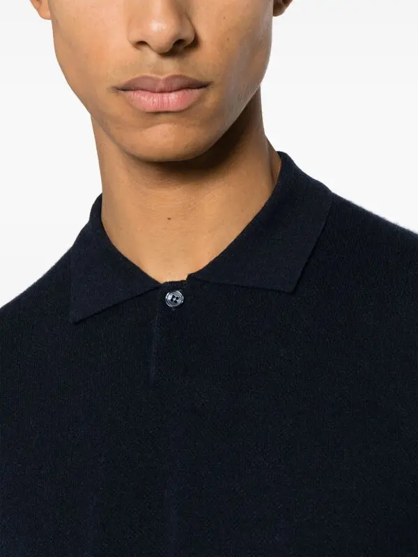 Orlebar Brown Bruno Longsleeved Cashmere Polo Shirt - Blue