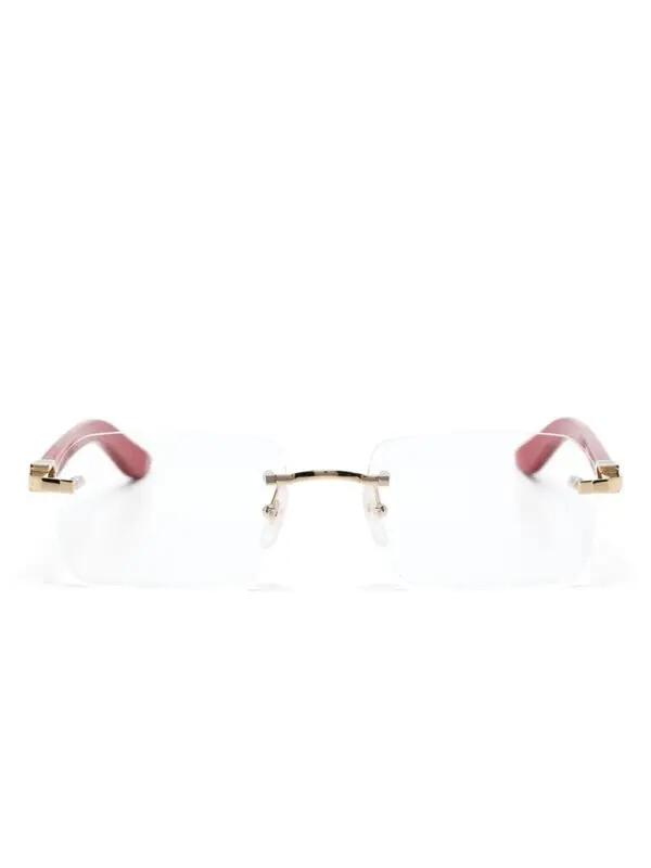 Cartier Logo-plaque Rectangle-frame Glasses - Gold