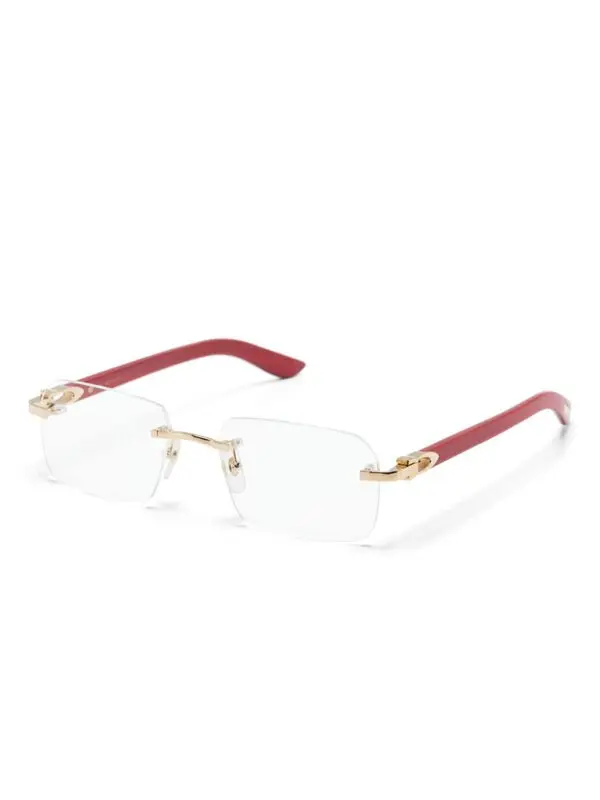 Cartier Logo-plaque Rectangle-frame Glasses - Gold