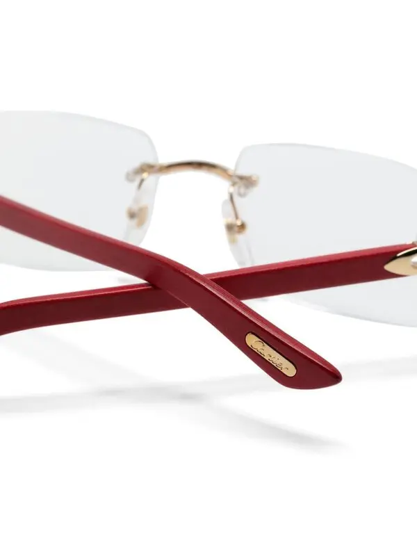 Cartier Logo-plaque Rectangle-frame Glasses - Gold