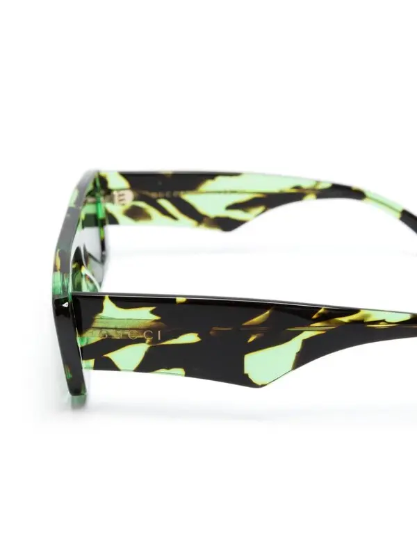 Gucci Tortoiseshell Rectangle-Frame Sunglasses In Green - 25 